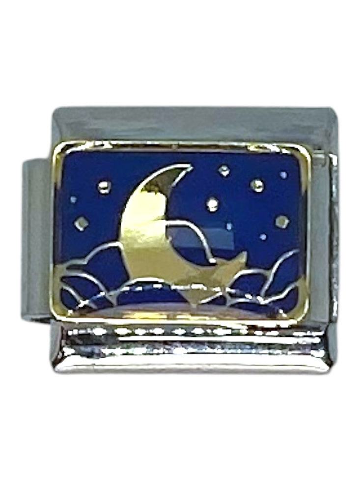 Moon and Stars Silver Italian Charm – cutandcropped