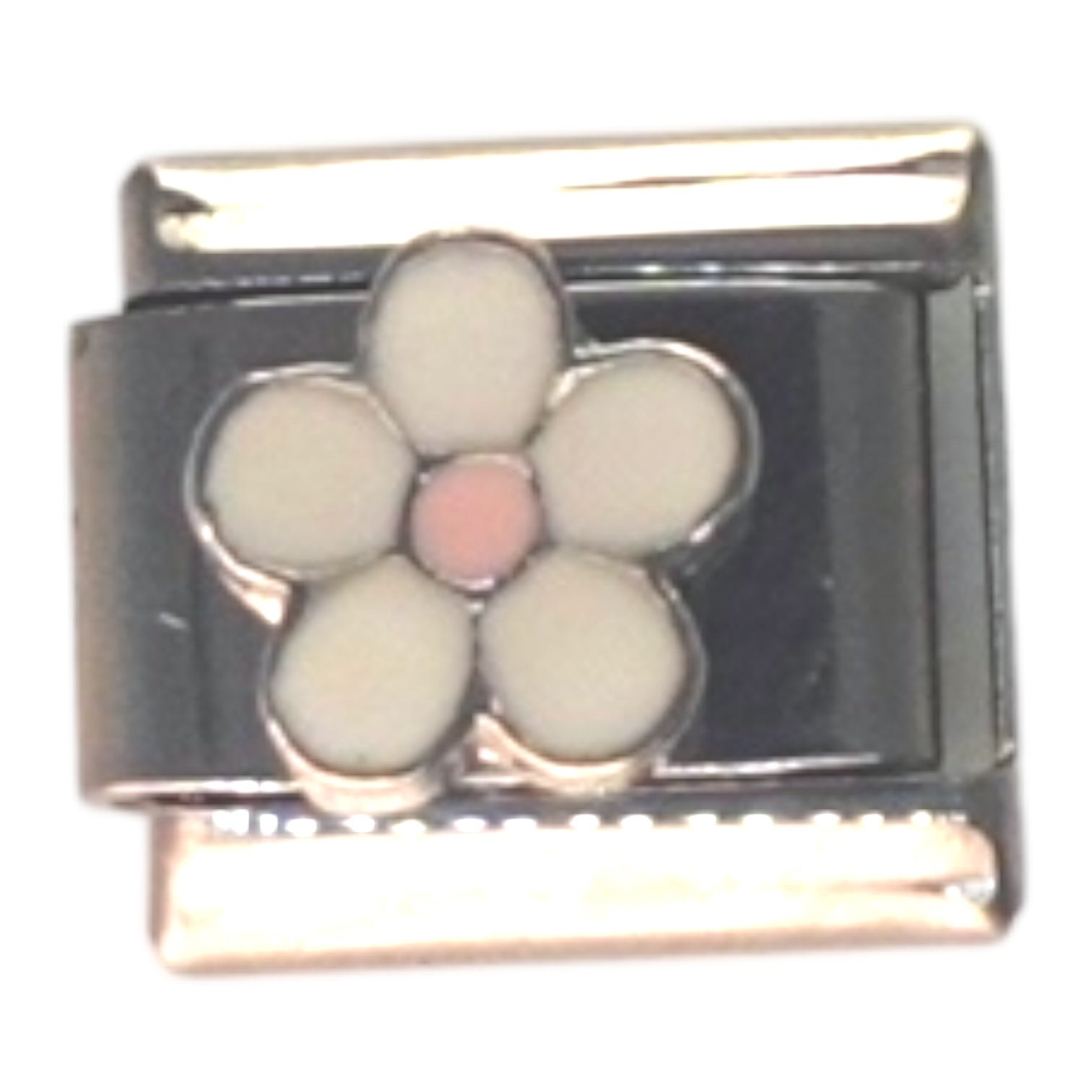 White Daisy Silver Italian Charm – cutandcropped