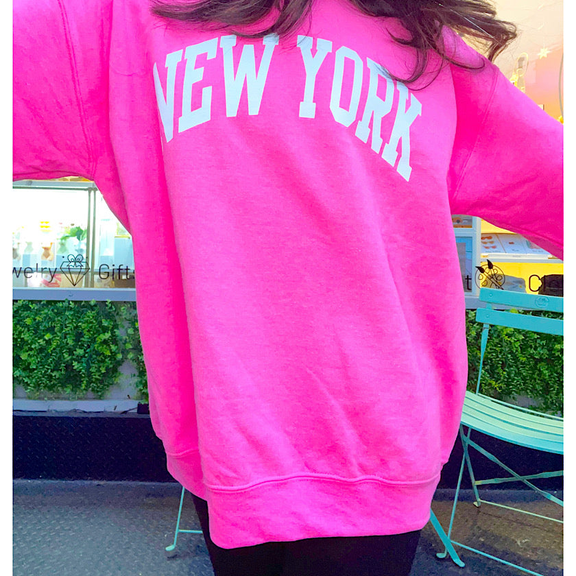 Hot Pink New York Crewneck Sweatshirt – cutandcropped